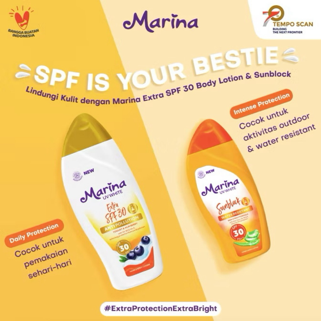 Jual Marina UV White Sublock (85ml) - Marina UV White Extra SPF 30 (185ml) | Shopee Indonesia