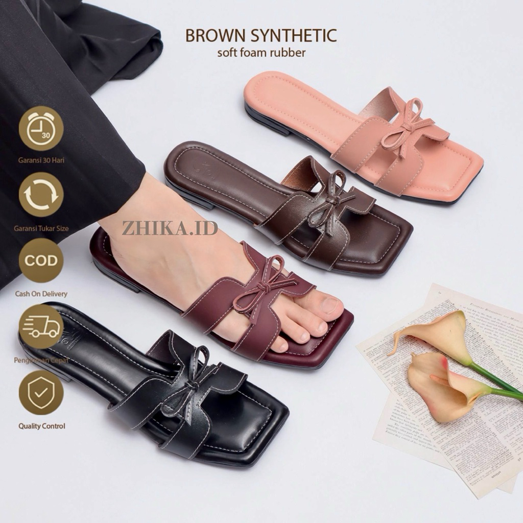 Jual Sandal Wanita Terbaru Kekinian 2025 Model Selop H Pita Empuk Gaya ...