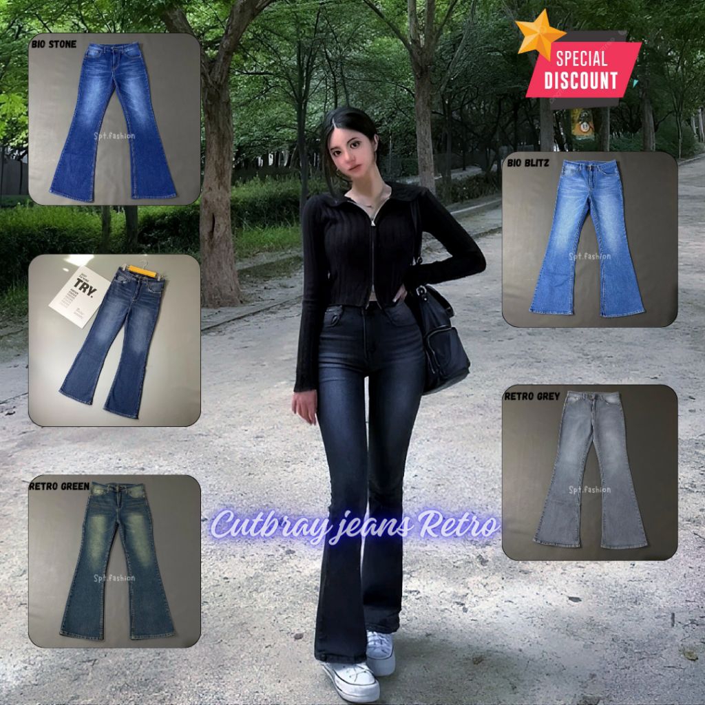 Jual Highwaist Cutbray Jeans Retro Highwaist Stretch - Celana Jeans Cutbray Wanita Kekinian ...