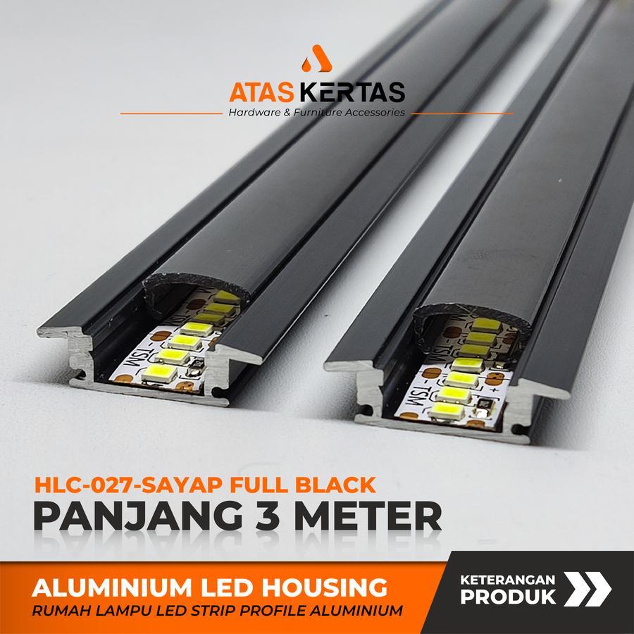 Jual rumah lampu led strip 3 meter full black - kap housing led ...