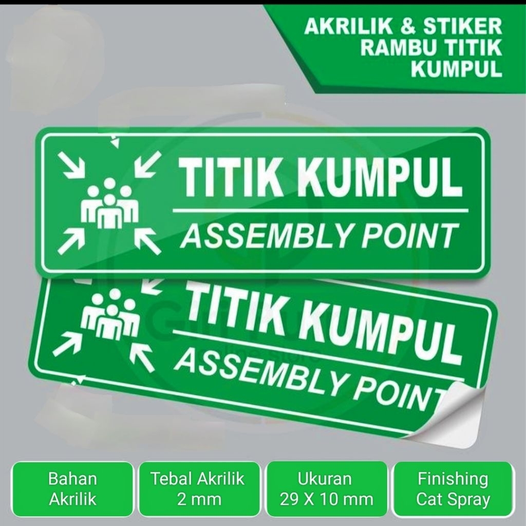 Jual Plakat Akrilik Titik Kumpul Assembly Point 29x10 cm | Rambu ...
