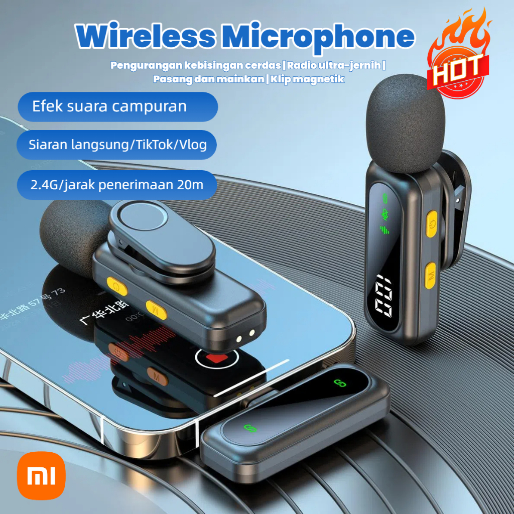 Jual Mic Wireless Mic HP Video Lavalier Microphone Wireless Portable Mic Untuk Kamera Vlog ...