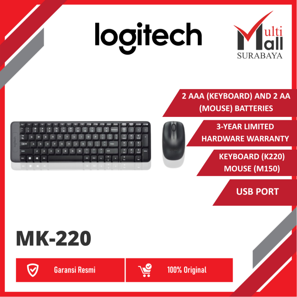 Jual Logitech Wireless Keyboard MK-220 | Shopee Indonesia