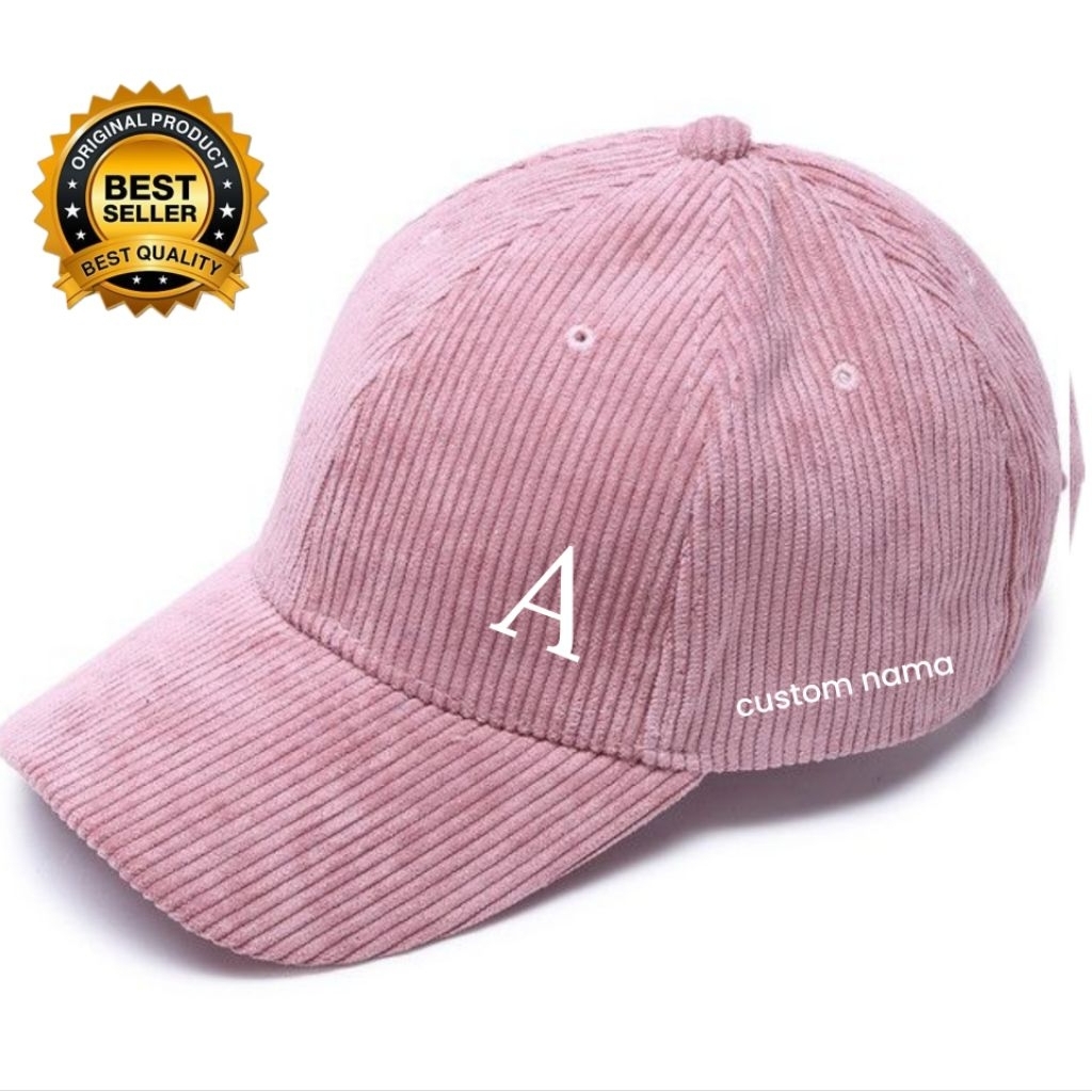 Jual Topi Baseball Caps Corduroy - Inisial A + nama ) | Shopee Indonesia