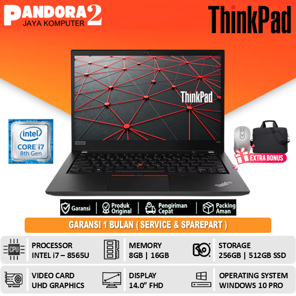 Jual Lenovo ThinkPad T490S Intel i7 Gen 8 Ram 16GB 512GB Ssd 14" FHD ...