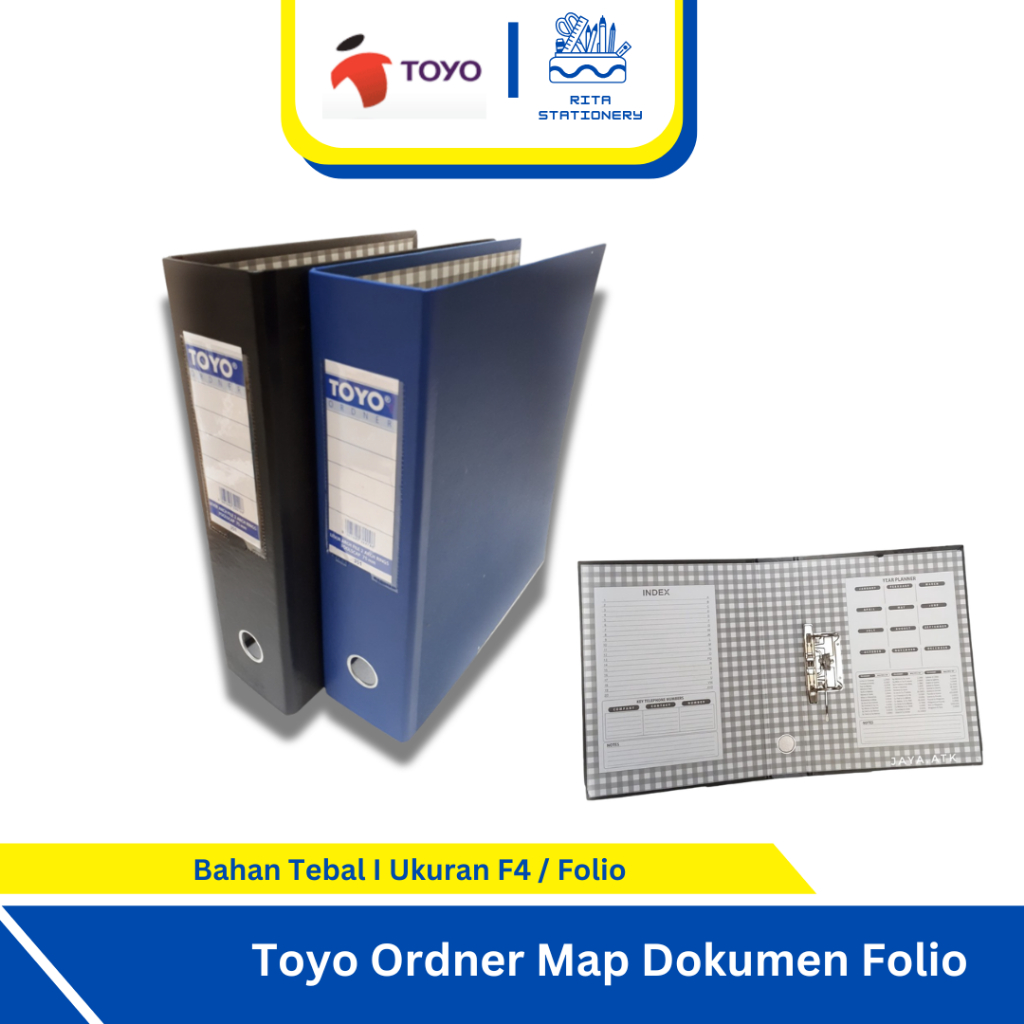 Jual Toyo Ordner Map Dokumen Folio Besar Hitam / Biru Karton Tebal ...