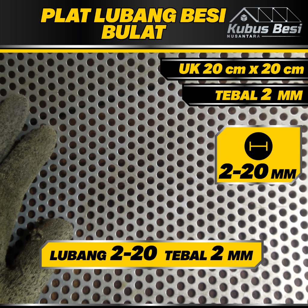 Jual 20x20 cm - Plat Lubang Bulat 2-20 mm - Tebal 2 mm. Ram Gril/Plat ...