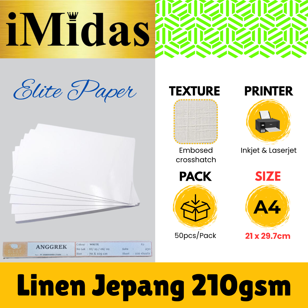 Jual Kertas Linen Jepang 230 Gsm Isi 50 Lembar A4 - Blangko Undangan Karton Sertifikat Kartu ...
