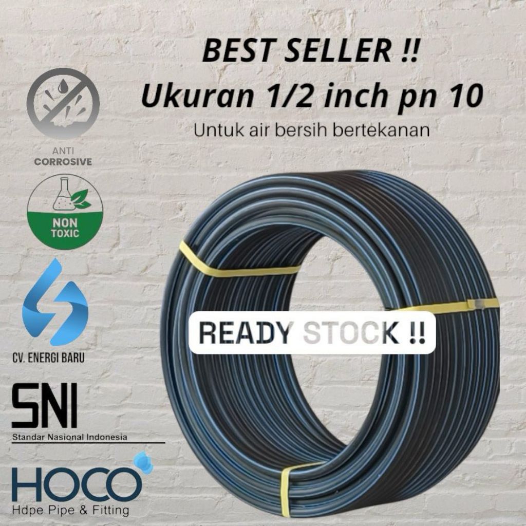 Jual selang pipa hdpe/PDAM/PAM 1/2 inch pn 10(100m/roll) | Shopee Indonesia