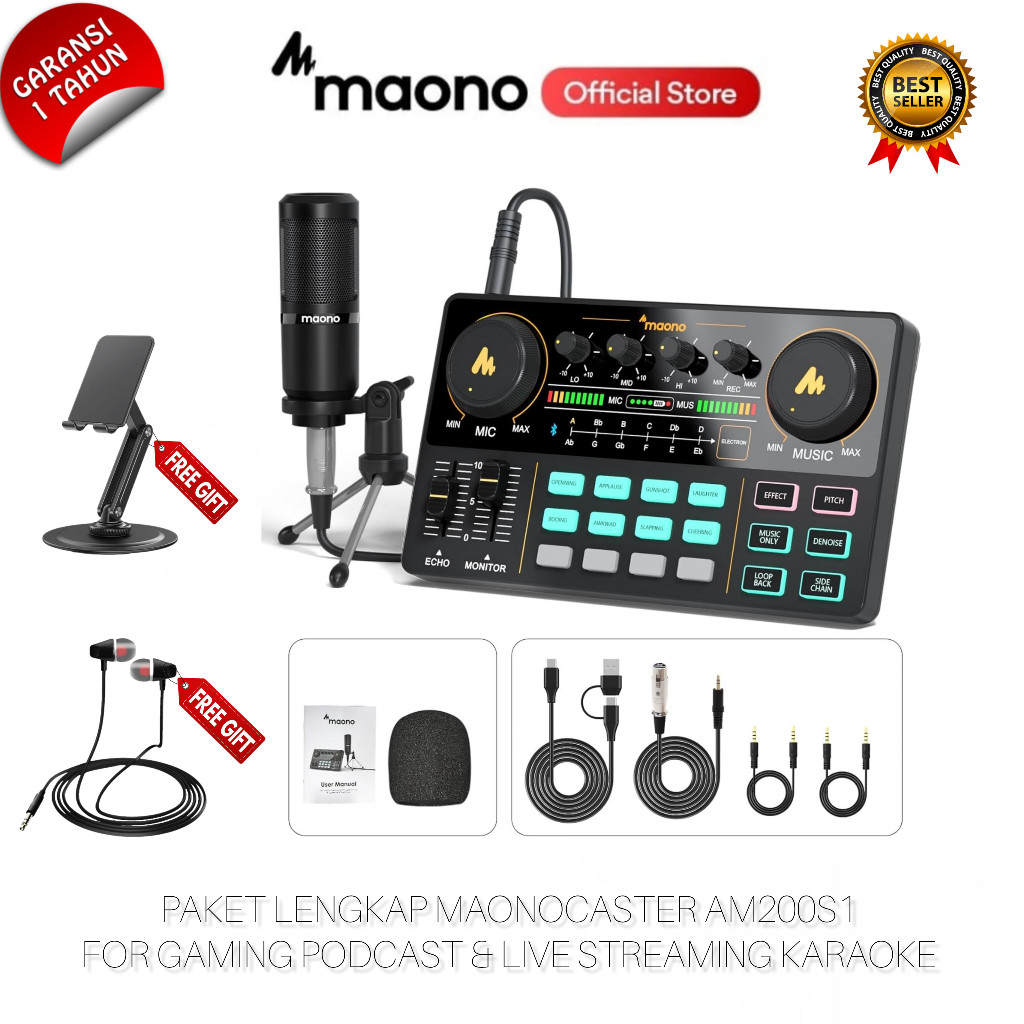 Jual MAONO AM200S1 All In One Microphone Kit Soundcard Audio Podcast ...