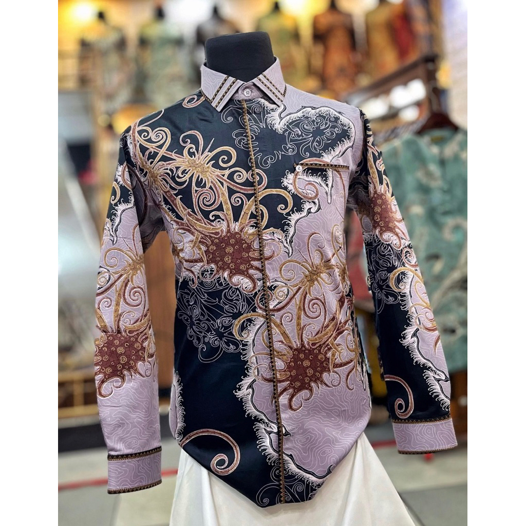 Jual kemeja batik pria exclusive tangan panjang smock bordir premium ...