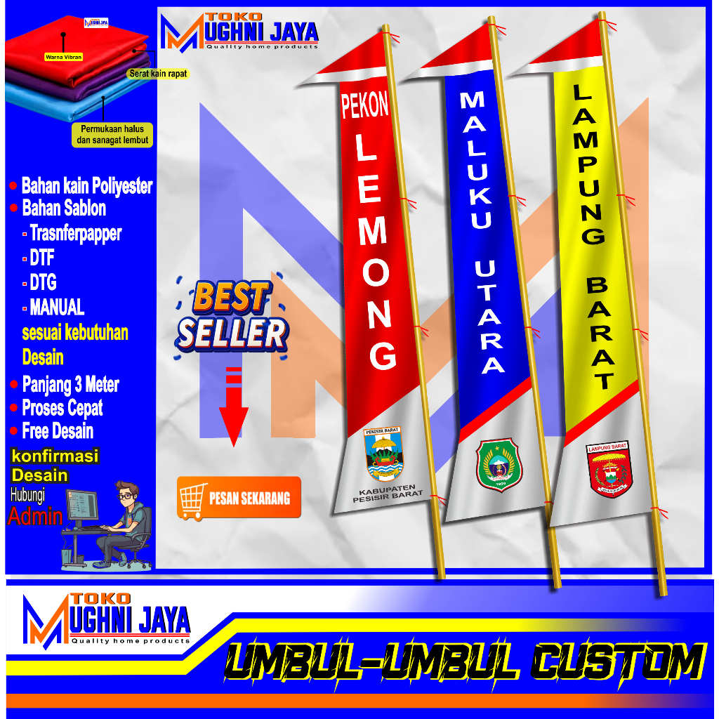 Jual BENDERA UMBUL UMBUL CUSTOM TEKS DAN LOGO | Shopee Indonesia