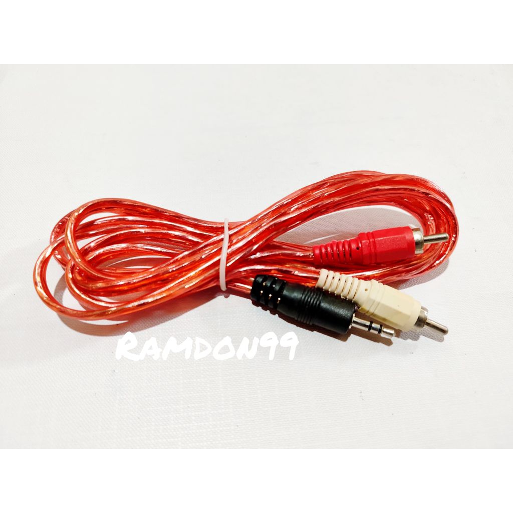 Jual Kabel Jack Audio AUX to RCA Transparan 1x2 3.5mm 1.5 Meter ORIGINAL | Shopee Indonesia