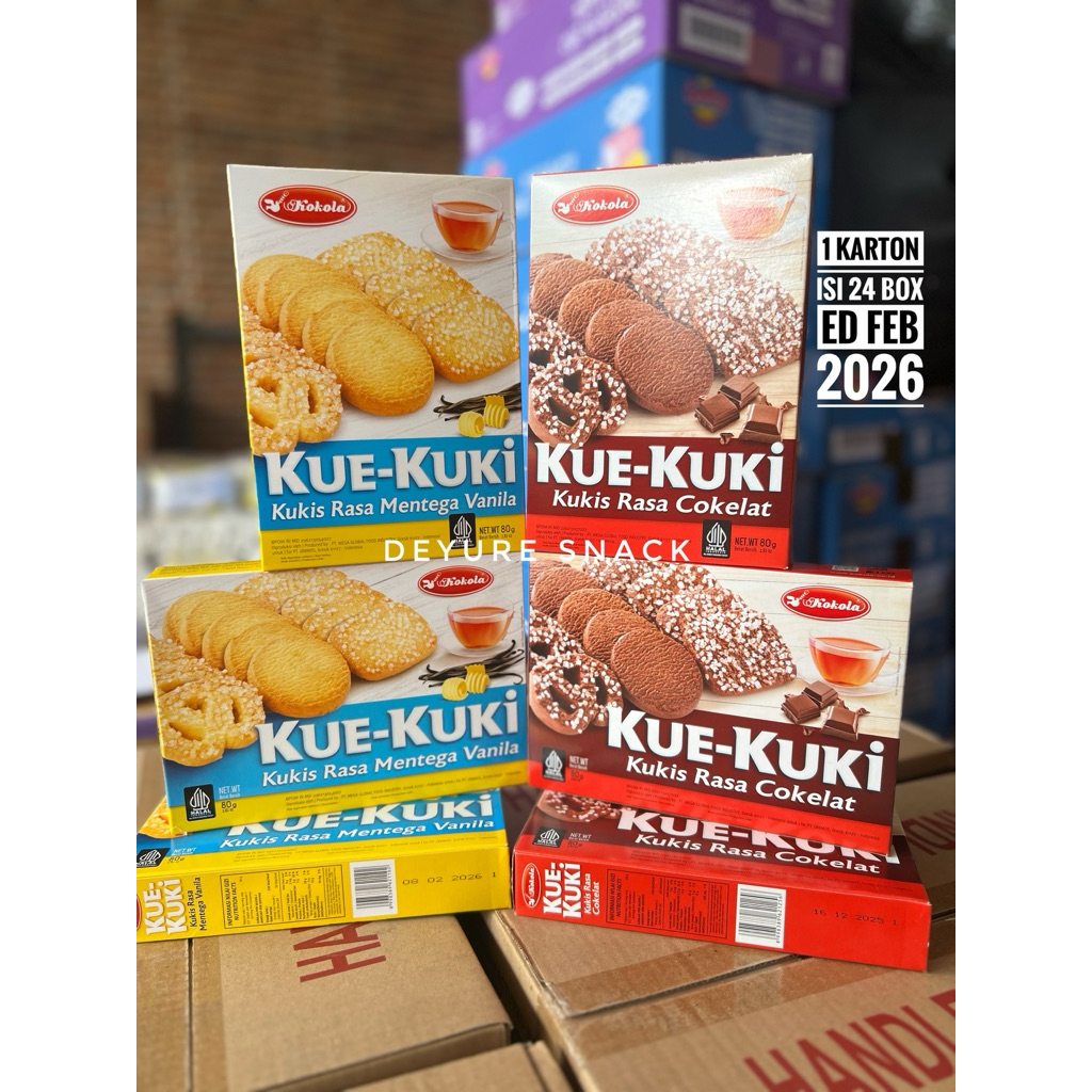 Jual Kokola Kue Kuki 80 gr x 24 pack Coklat Butter Vanila 1 karton ...