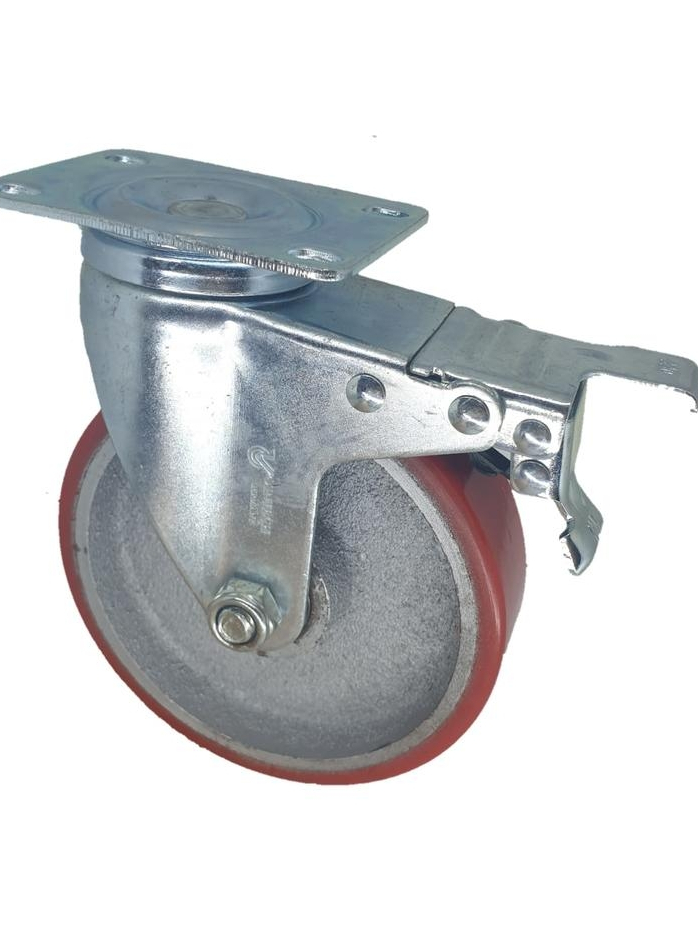 Jual Roda PU Flat Besi Cor Medium Duty VINTECH GERMANY 5 inch Plat Rem ...