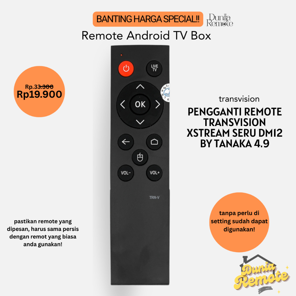 Jual Remote Android TV Box Transvision Xstream Seru DM12 / Remot ...