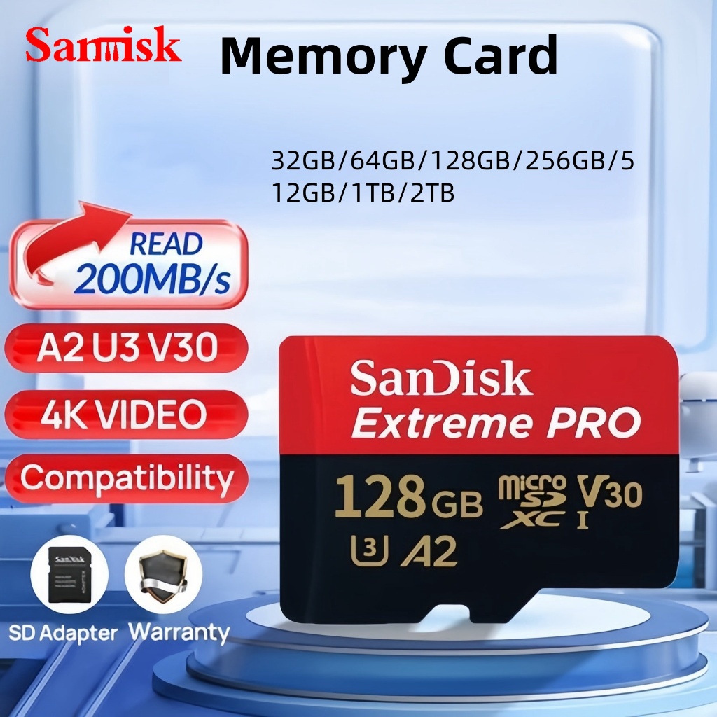 Jual SANDISK Micro SD Card 32GB 64GB 128GB 256GB 512GB 1TB 2TB Class 10 ...
