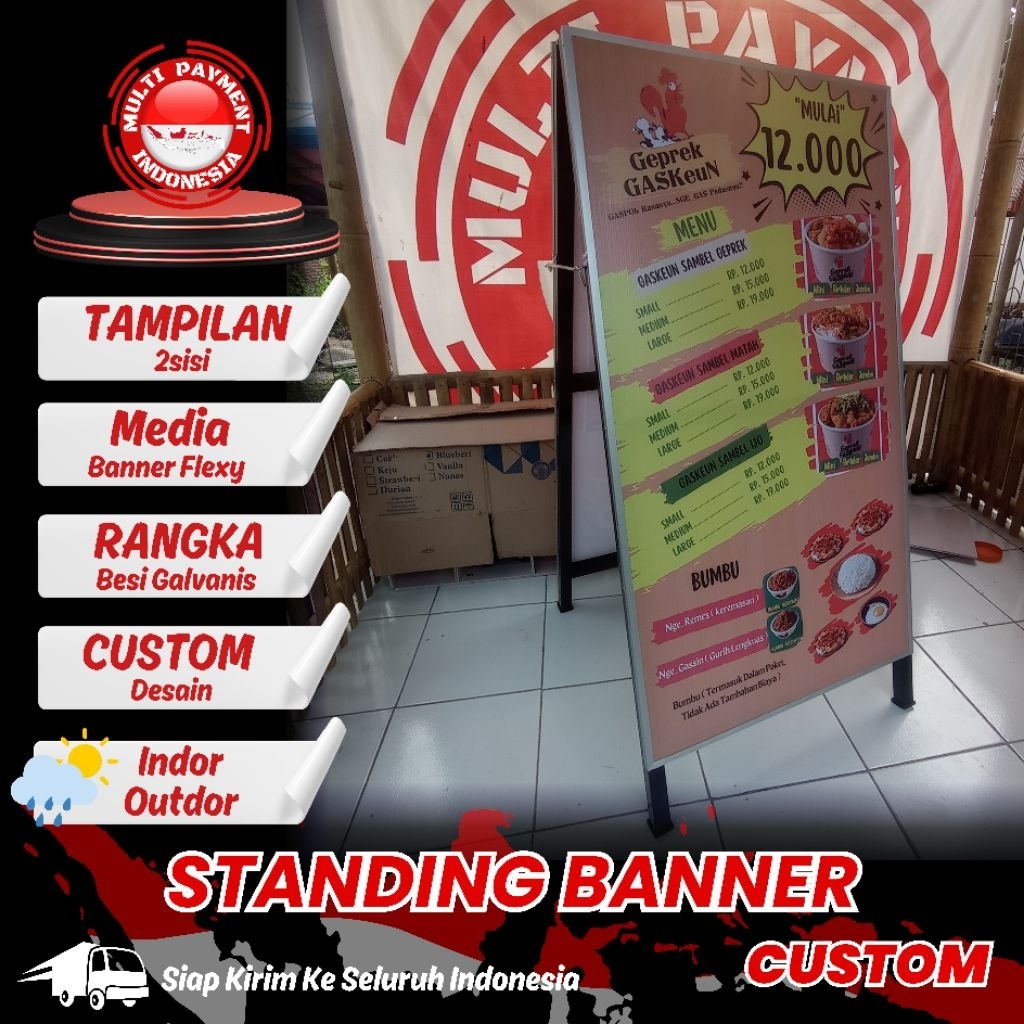 Jual ( MPI1 ) STANDING BANNER BESI HOLLOW / PAPAN IKLAN SEGITIGA 2SISI ...