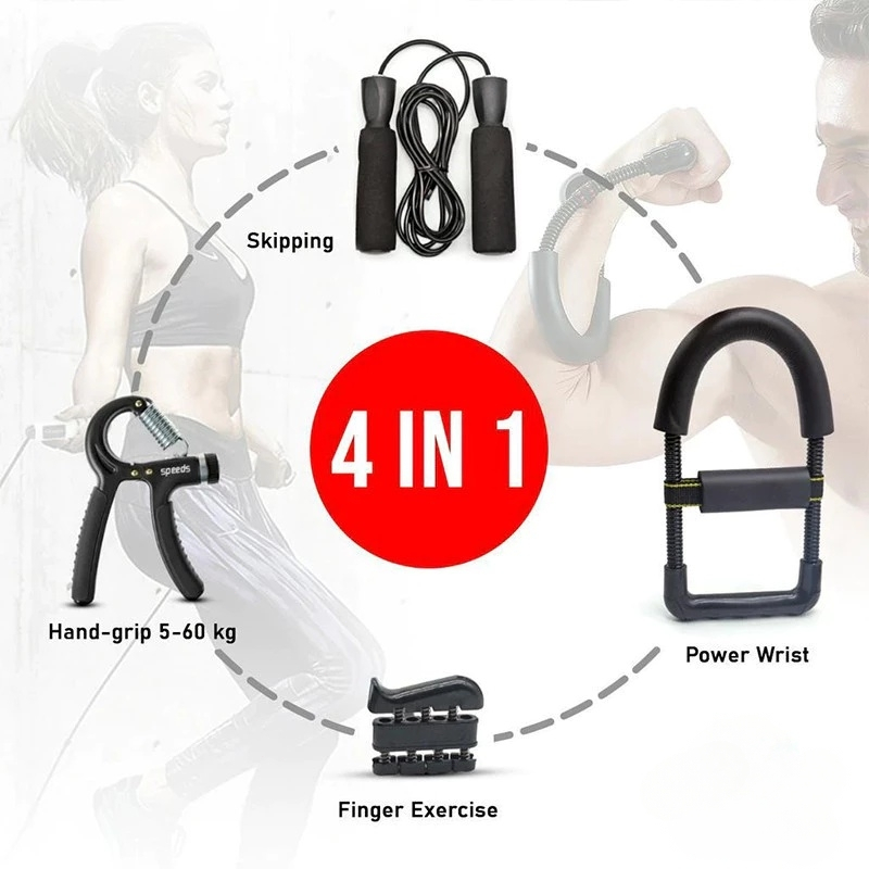 Jual SPEEDS Alat Fitness Set Power Wrist Handgrip 4in1 Skipping Finger ...