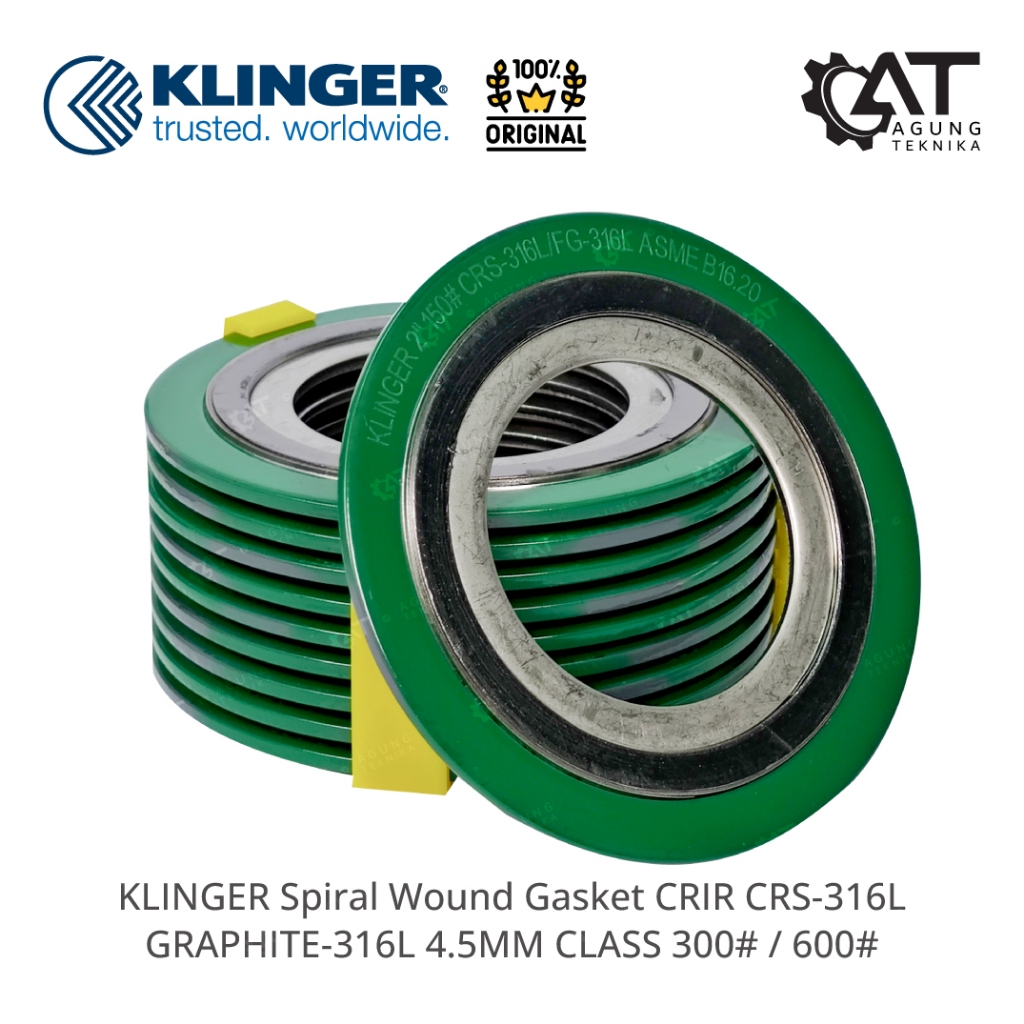 Jual KLINGER Spiral Wound Gasket CRIR CRS-316L GRAPHITE-316L 4.5MM ...