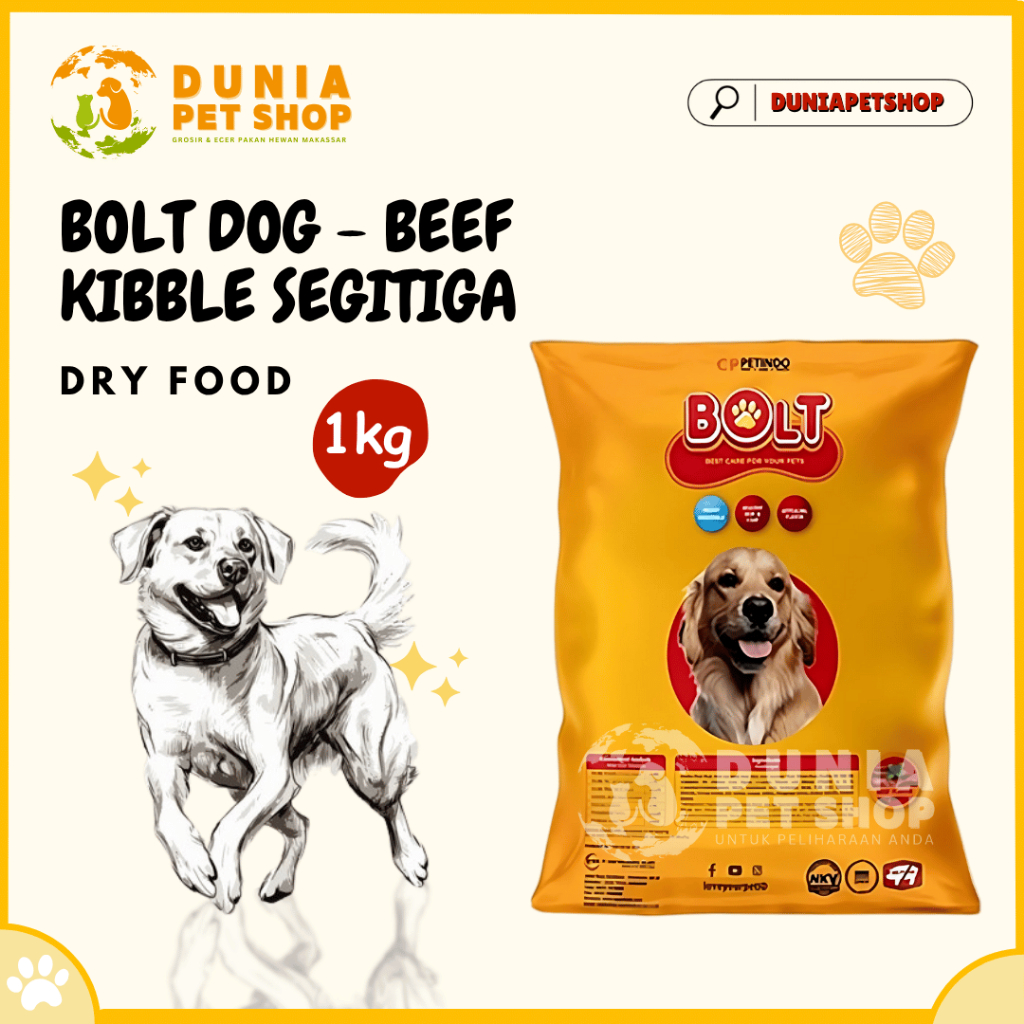 Jual [TOKO BARU] BOLT DOG ADULT DRY FOOD BEEF & LAMB 1KG BOLT / MAKANAN ...