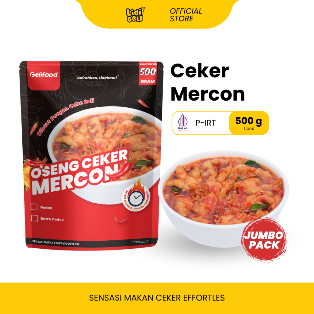 Jual Geli Food - 1/2 kilo Oseng Ceker Mercon Tanpa Tulang Pedas Daun ...