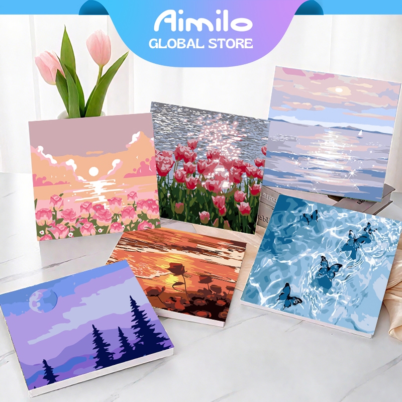 Jual Aimilo Paint By Number 20x20cm Lukisan Kanvas DIY Digital Painting ...