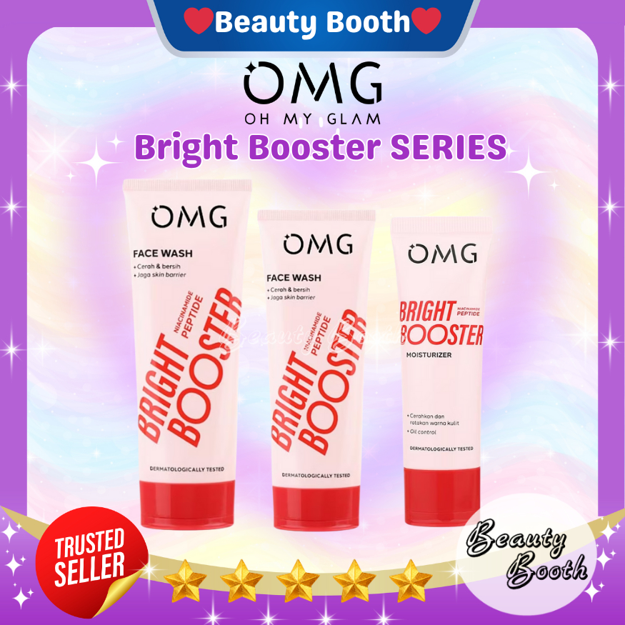 Jual OMG Bright Booster SERIES Facial Wash | Peach Glowing Toner 100ml ...