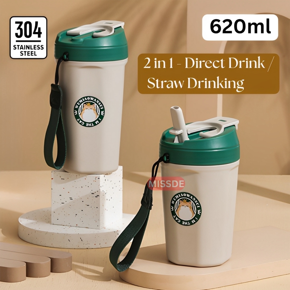 Jual Tumbler Stainless Steel Coffee Mug 620ml / Cup 2in1 Direct Drink ...