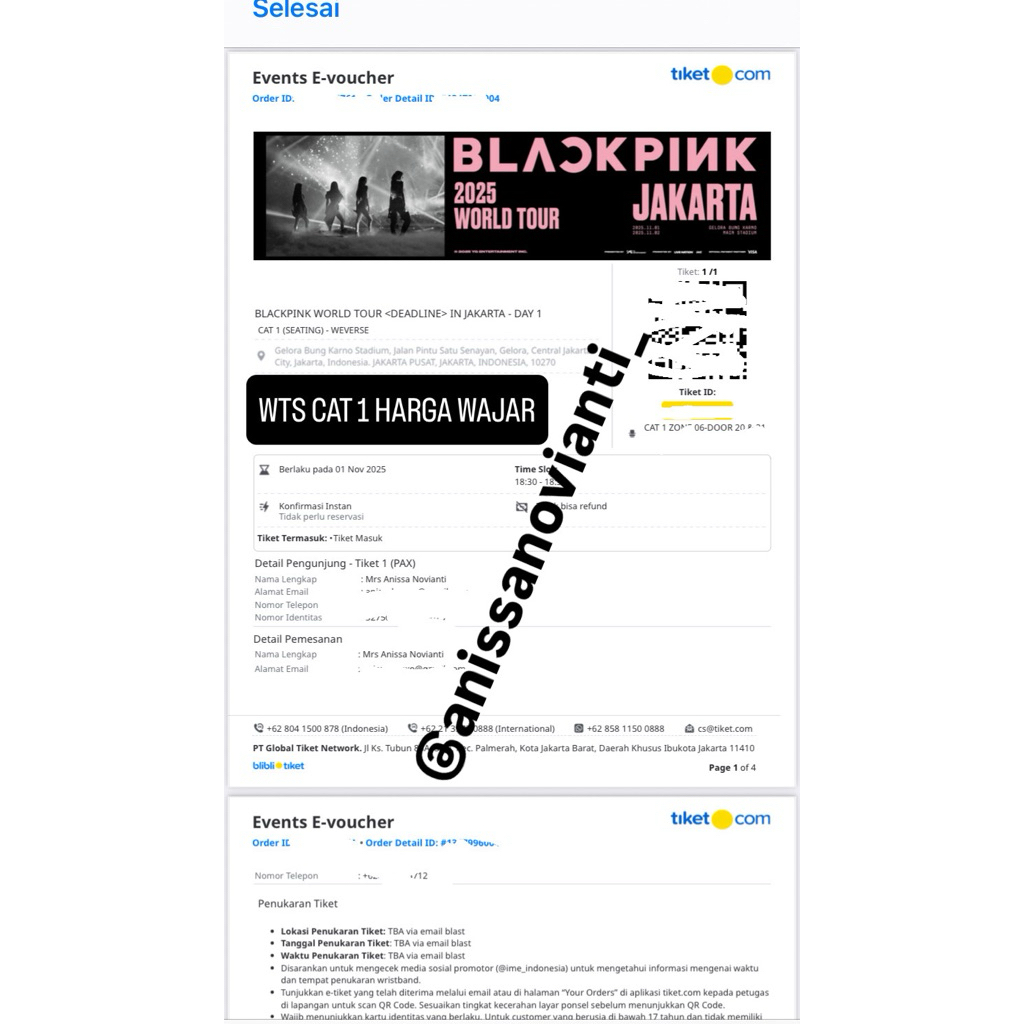 Jual WTS Cat 1 day 1 tiket konser BLACKPINK membership | Shopee Indonesia