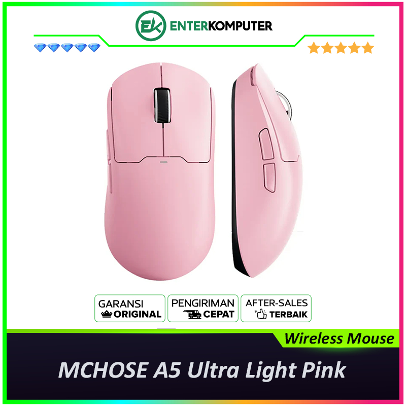 Jual MCHOSE A5 Ultra Light Pink Wireless Gaming Mouse | Shopee Indonesia