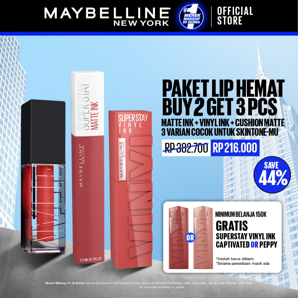 Jual MAYBELLINE OFFICIAL Paket Hemat Lipstick Superstay Matte Ink + Superstay Vinyl Ink ...