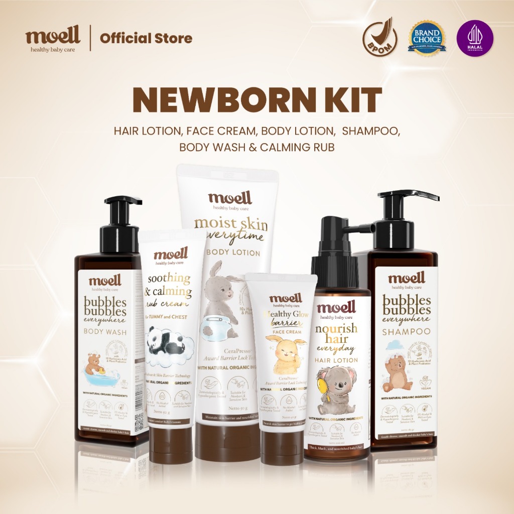 Jual Moell Newborn Kit - Body Lotion 185gr & Face Cream 40gr & Calming ...