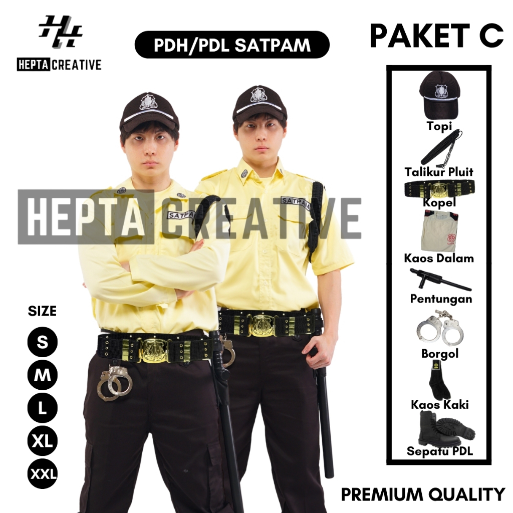 Jual SERAGAM SATPAM KREM TERBARU LENGKAP STELAN PDH PDL SECURITY FULLSET DENGAN AKSESORIS ...