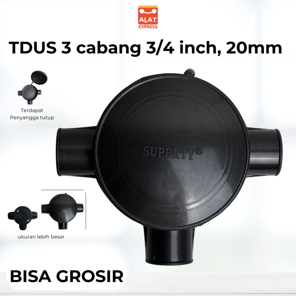 Jual T Dus 3/4 Inch Hitam | TDUS 3 Cabang Besar untuk Pipa 20mm PVC ...