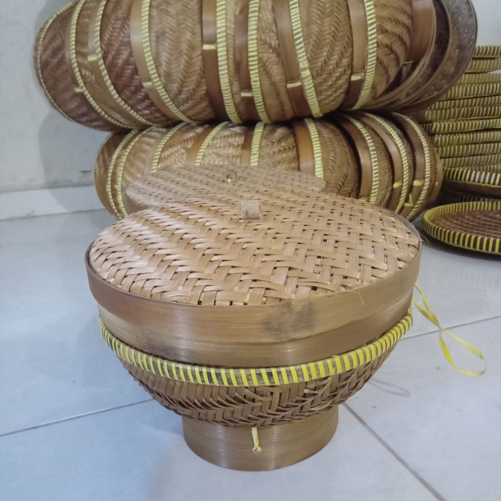 Jual WAKUL NASI ANYAMAN BAMBU DIAMETER 24CM PORSI MAKAN 6-8ORANG ...