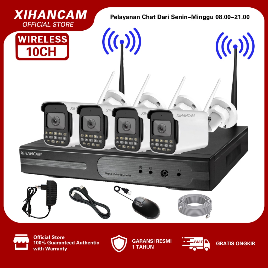 Jual XIHANCAM Paket CCTV Wifi 10 Channel 4 Kamera Nirkabel NVR Wireless ...