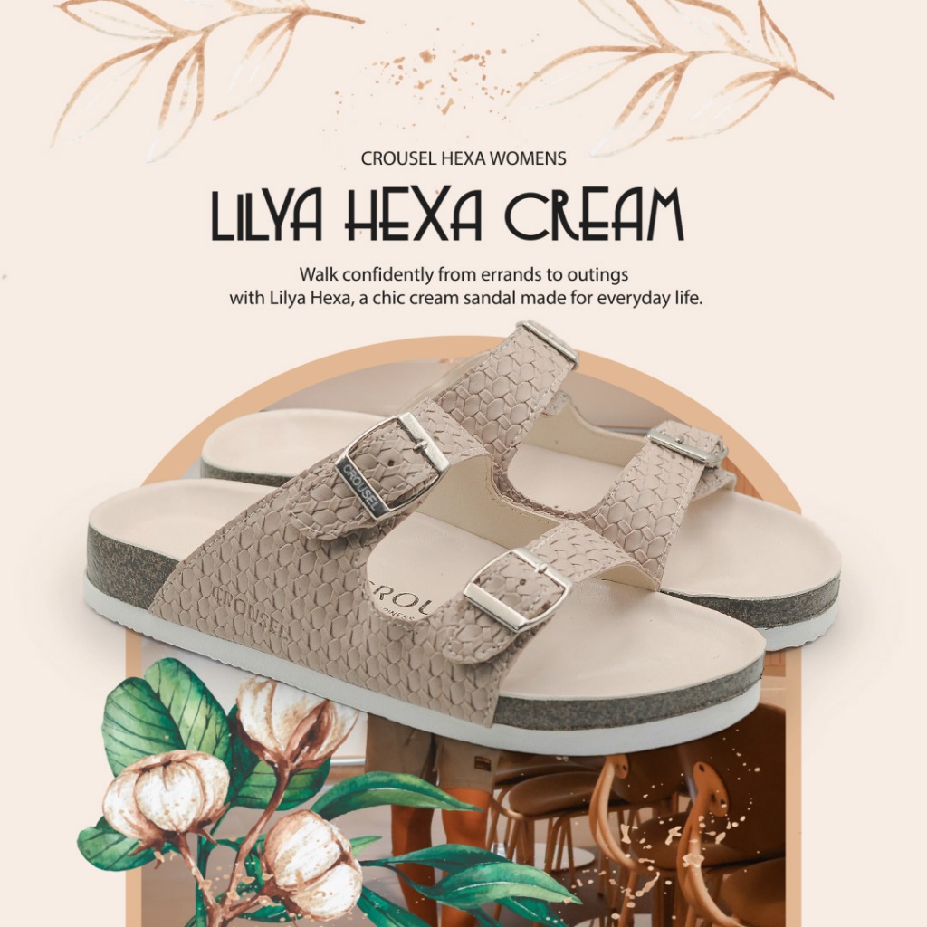 Jual Crousel Sandal Casual \ Women - Lilya Hexa Cream | Shopee Indonesia