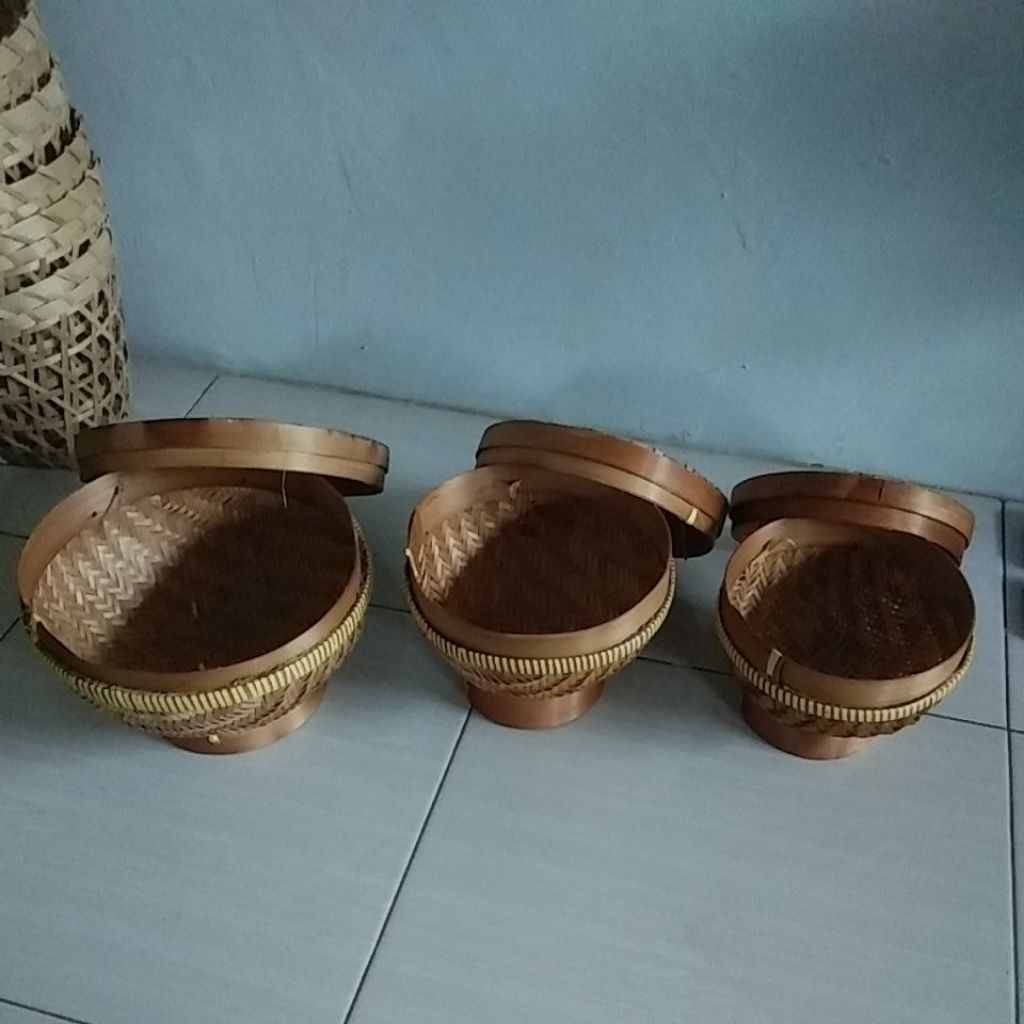 Jual Wakul Bambu Plus Tutup Bakul Nasi Cetheng Bambu | Shopee Indonesia