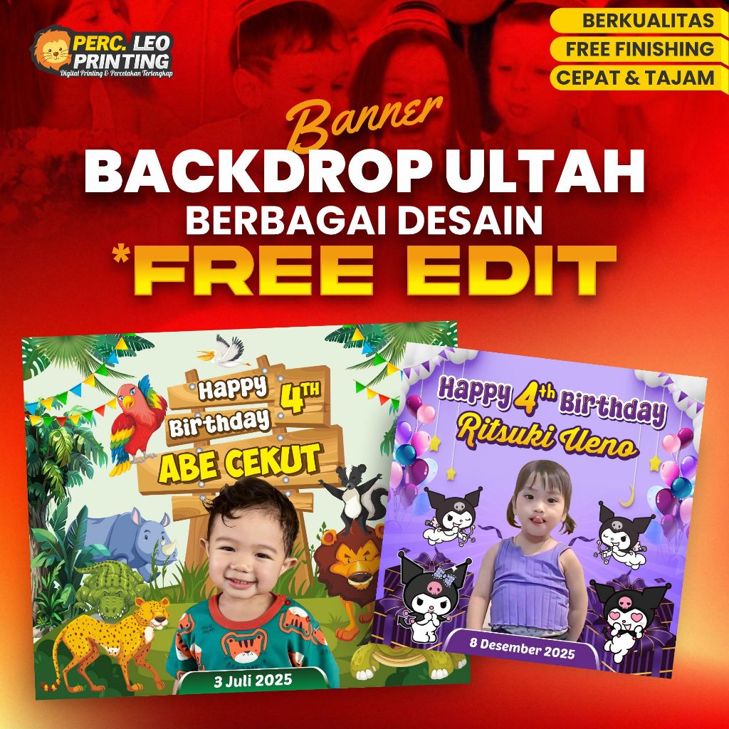 Jual Spanduk Banner Backdrop Ultah berbagai desain Free Edit Nama ...