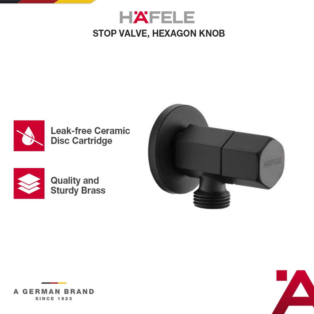 Jual Hafele Stop Keran Kran Air Hitam - Hexagonal Stop Valve Black ...