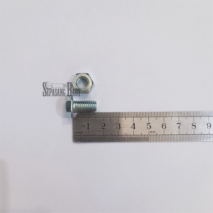 Jual BMP M8 x 15 Baut Mur Putih Hexagon Galvanis M8x15 | Shopee Indonesia