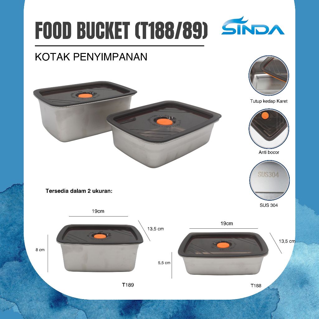 Jual FOOD BUCKET / KOTAK PENYIMPANAN KEDAP RAPAT STAINLESS SUS304 TYPE ...