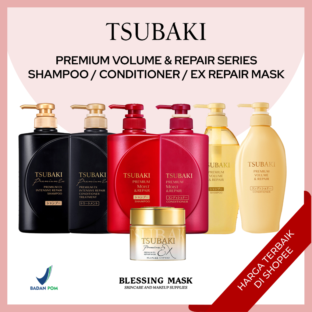 Jual Tsubaki Premium Moist Shampoo | Conditioner - 490ml | Ex Intensive Repair Mask 180gr ...