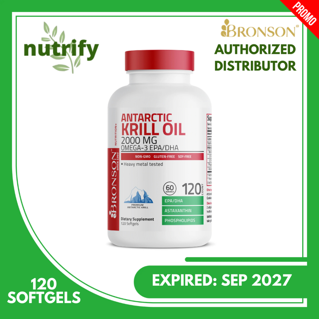 Jual Bronson Antarctic Krill Oil 2000 mg Omega-3 EPA/DHA Astaxanthin 120 Softgel | Shopee Indonesia