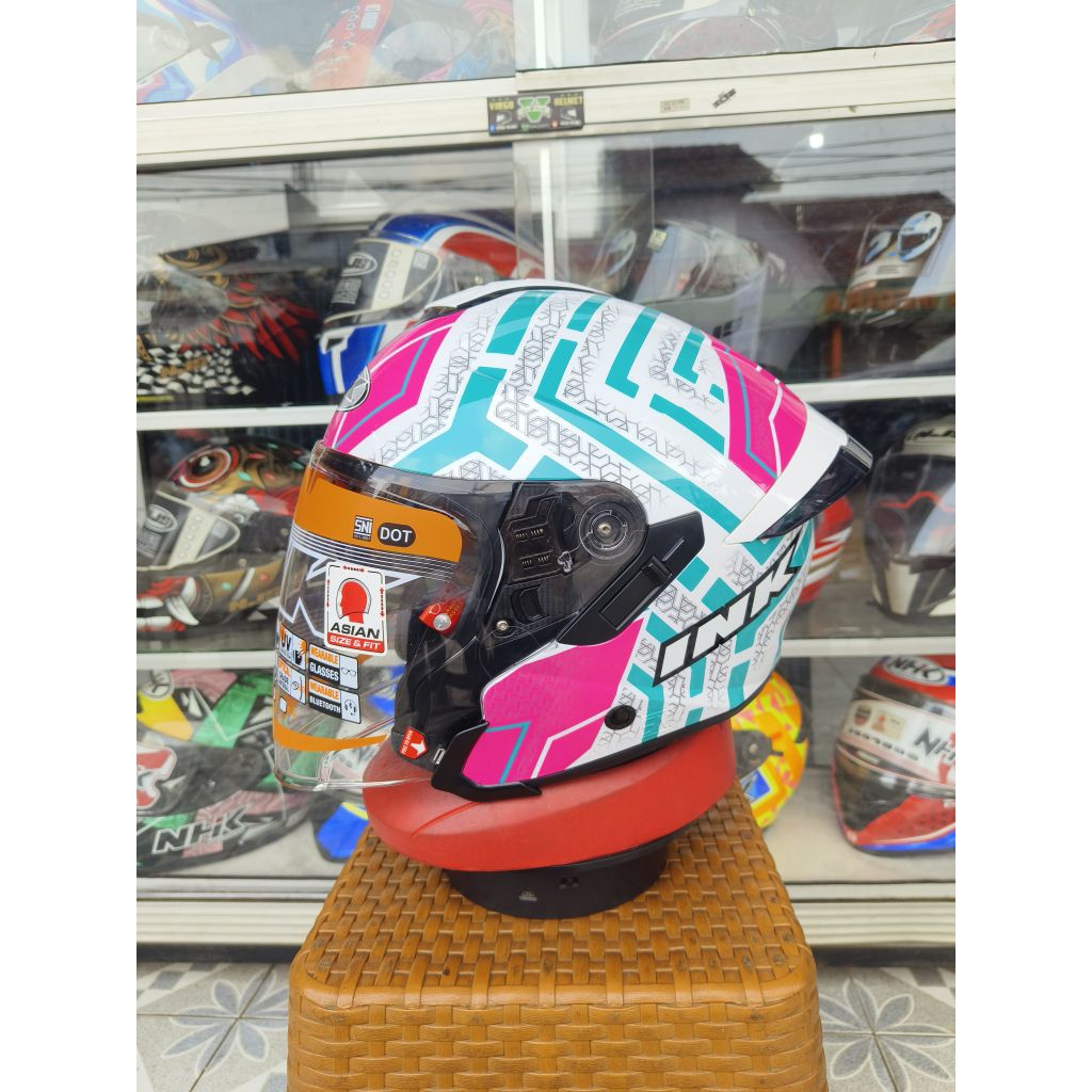 Jual Helm INK Terra 2 Motif#2 White Fuxia | Shopee Indonesia