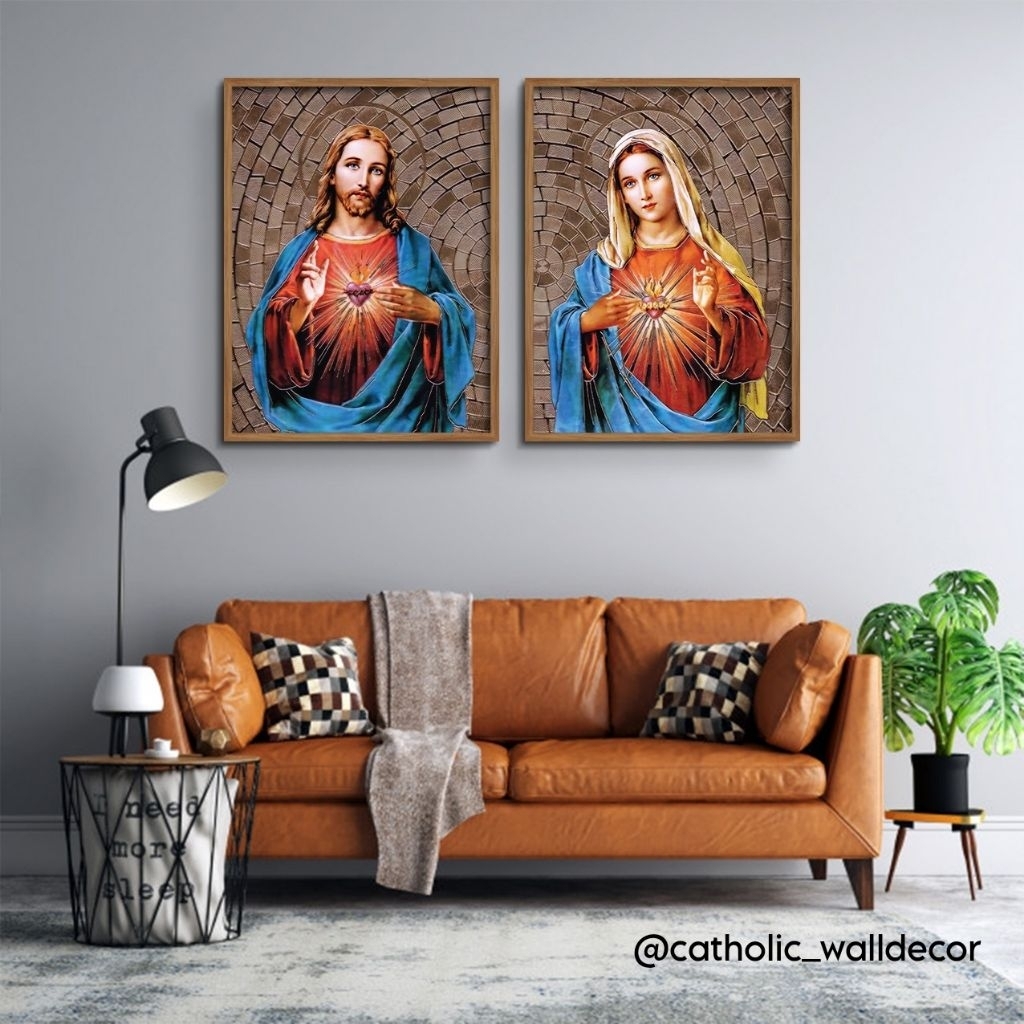 Jual Hiasan dinding Tuhan Yesus dan Bunda Maria dengan bingkai paket ...