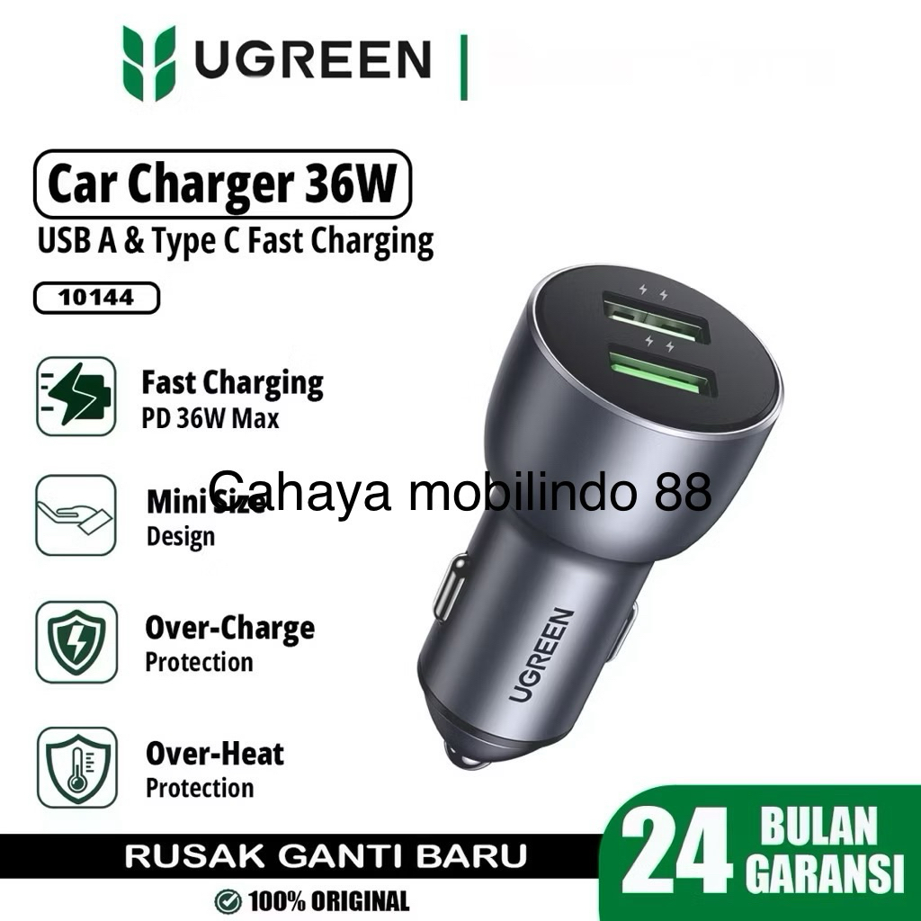 Jual UGREEN 36/30w fast charger adapter mobil dengan QC 3.0 untuk Apple Android 10144 25845 ...