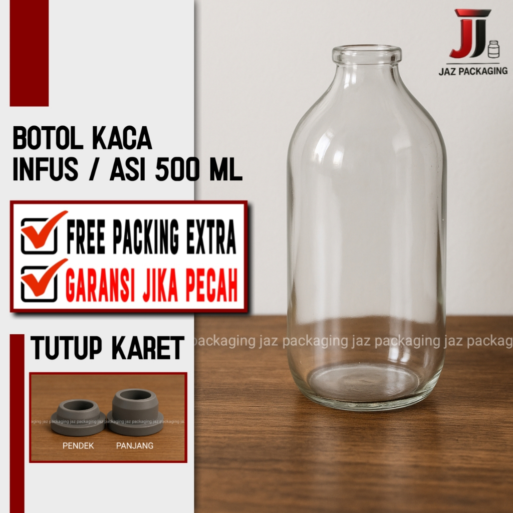 Jual botol Kaca 500 ml Tutup Karet / Botol Susu 500 ml / Botol Vial 500 ...