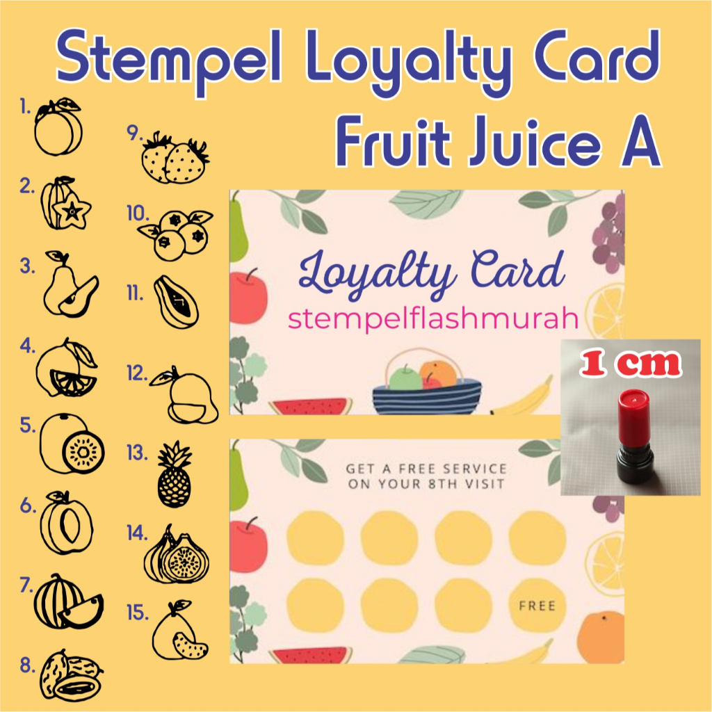 Jual stempel promo juice buah A loyalty card cafe es minuman makanan ...
